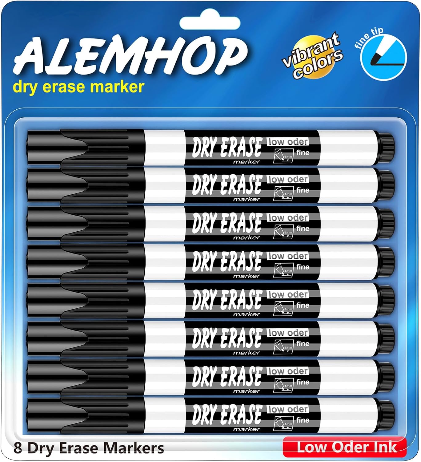Amazon.com : ALEMHOP Ultra Fine Tip Dry Erase Markers, 8 Black Marking ...