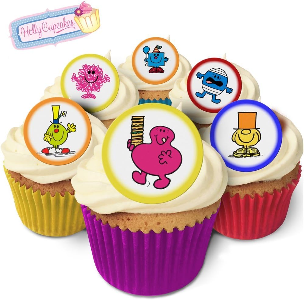 24 Mr Men Little Miss Theme Edible Wafer Paper Cup Cake Toppers ...