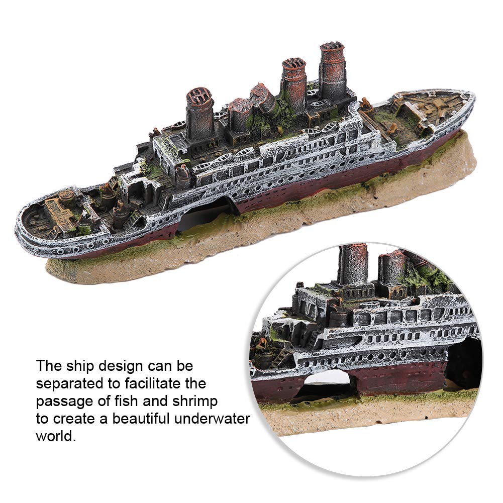 Snapklik.com : Titanic Shipwreck Aquarium Decoration, Resin Boat Model ...