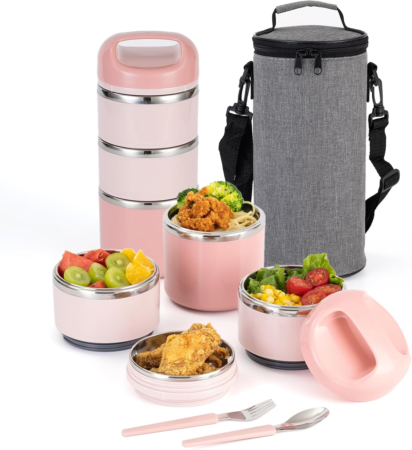 Amazon.com: Lille Home 3-Layer Stainless Steel Lunch Box 1.43L ...