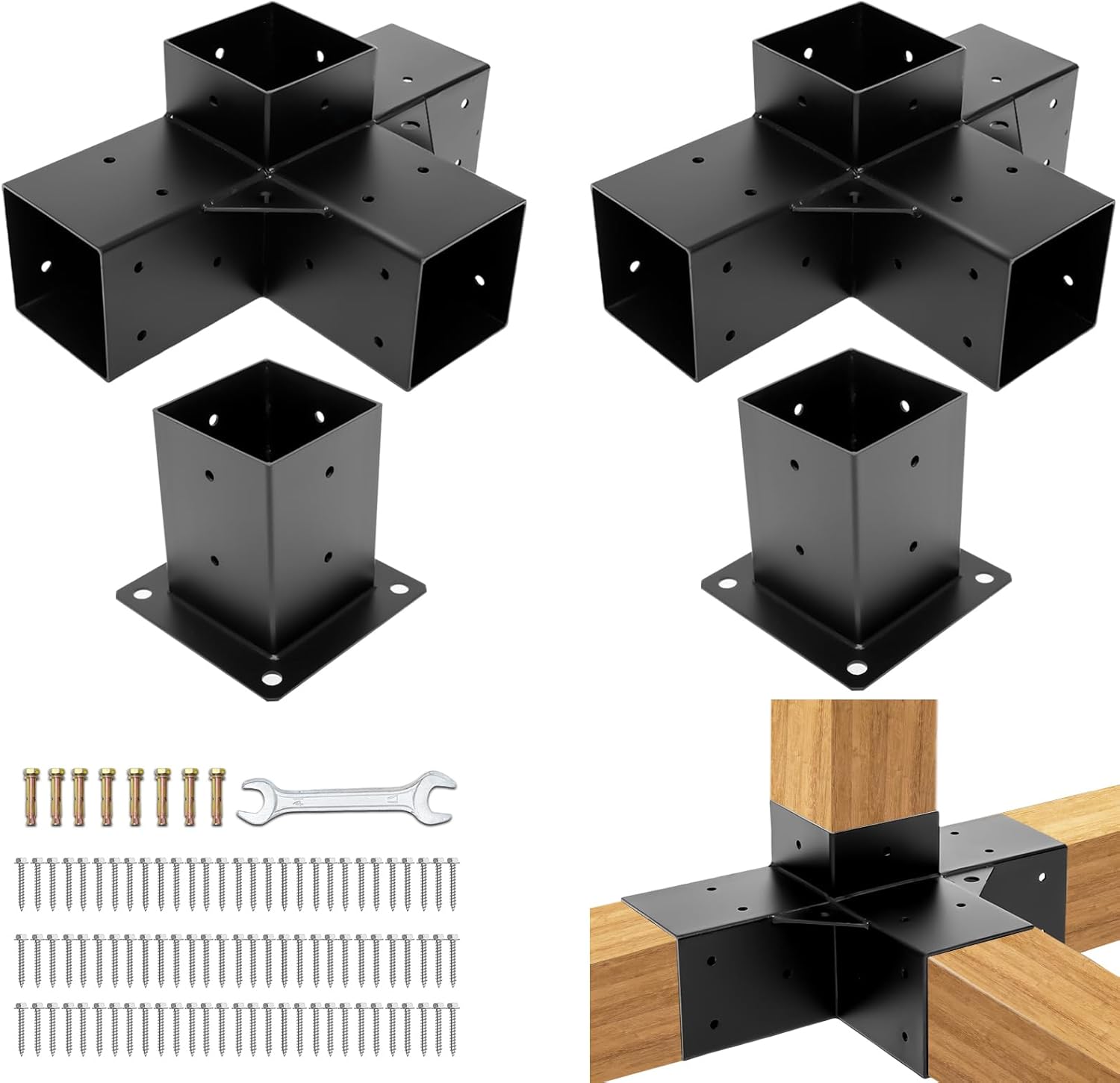 TOPTGO - Kit de pérgola, soportes de esquina en ángulo recto de 4 vías ...