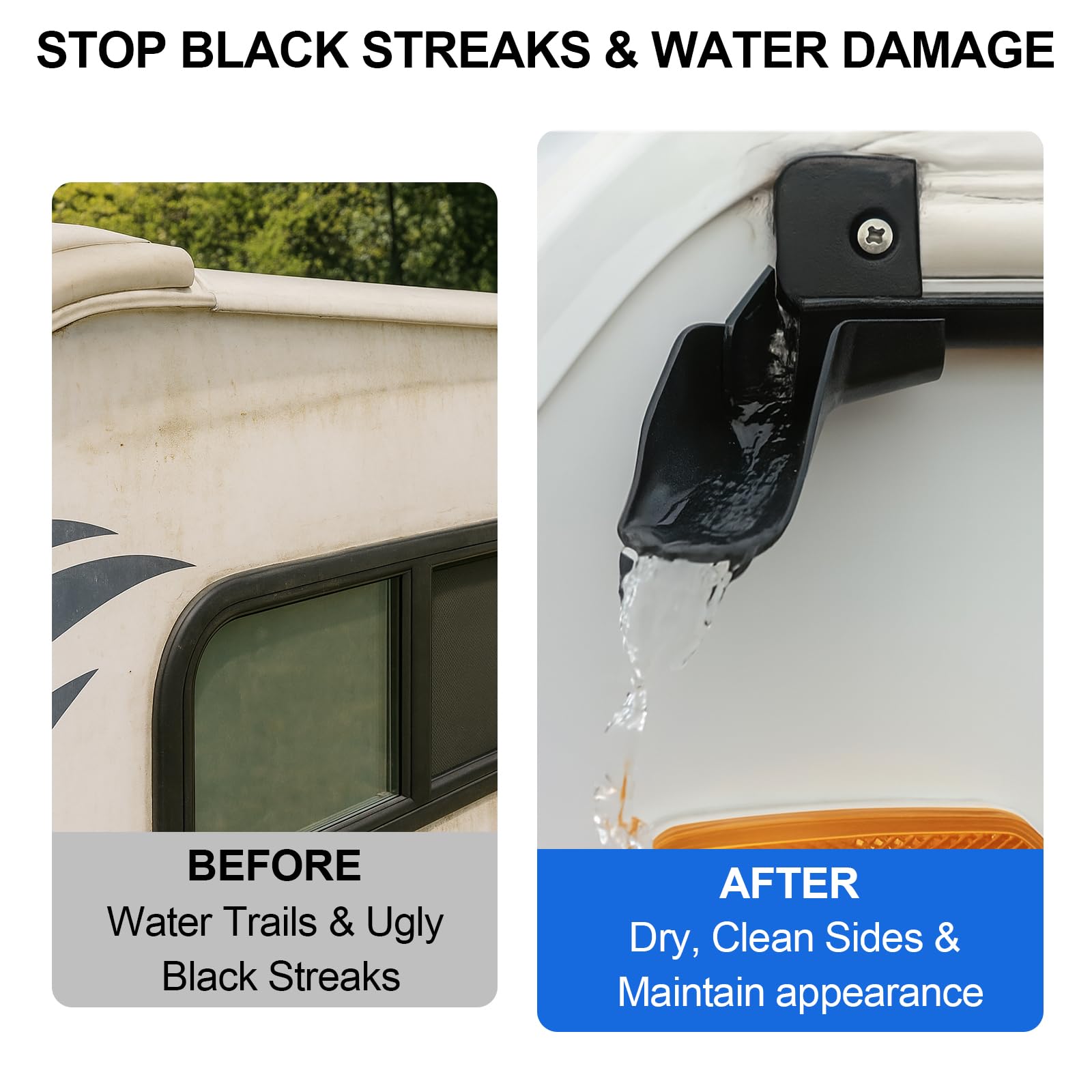 Snapklik.com : Wadoy RV Rain Gutter Spouts 2 Right & 2 Left, RV Gutter ...