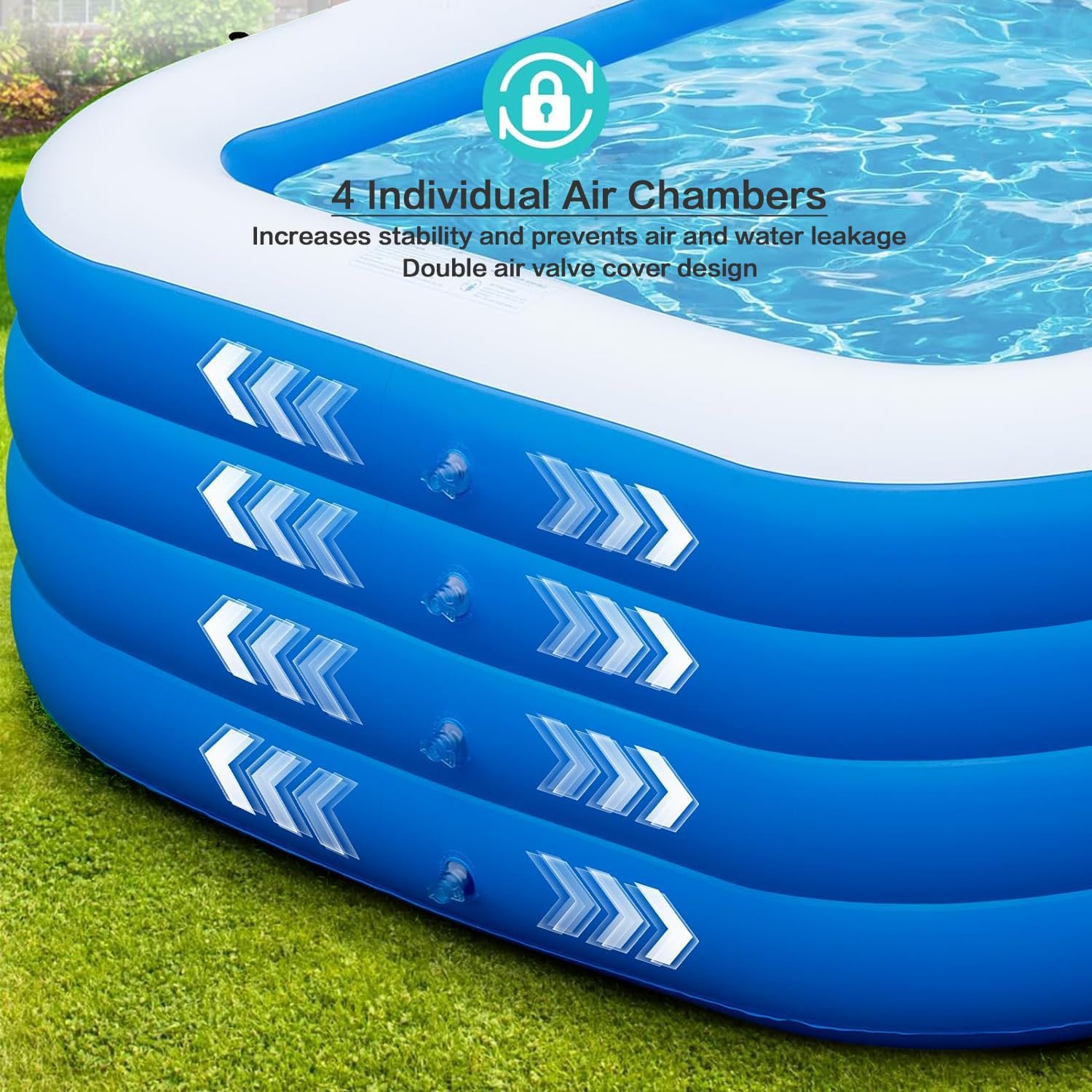 Inflatable Swimming Pool, 71” x 51” x 28” Full-Sized Blow Up Pool, Kids Family Pool for Summer ...