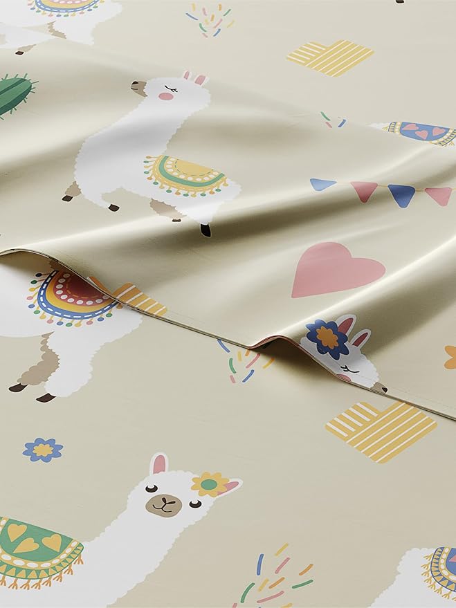 Amazon.com: Kids Full Size Llama Bed Sheets - 4 Piece Alpaca Sheet Set ...