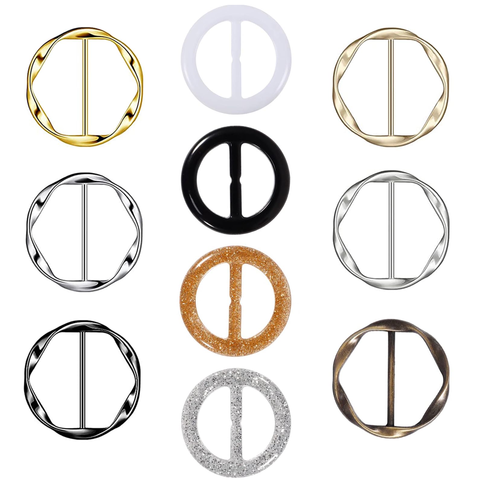 Amazon.com: 10PCS Silk Scarf Ring Clip T-shirt Tie Clips for Women ...