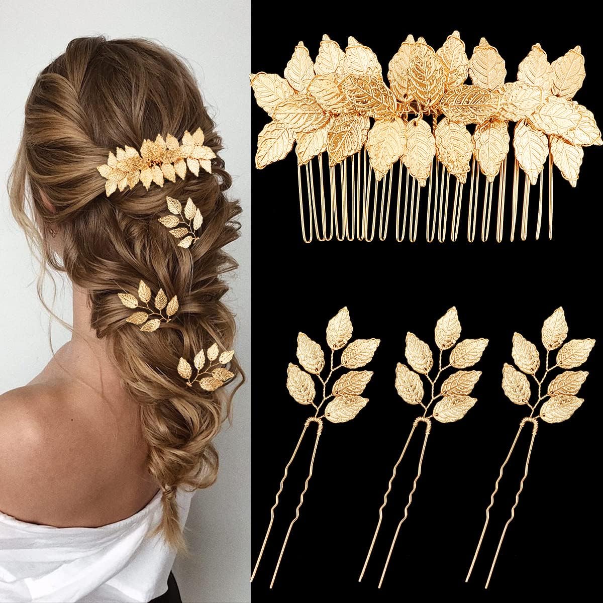 Amazon.com : Olbye Leaf Hair Clip Dainty Gold Metal Barrette Hair Pin ...