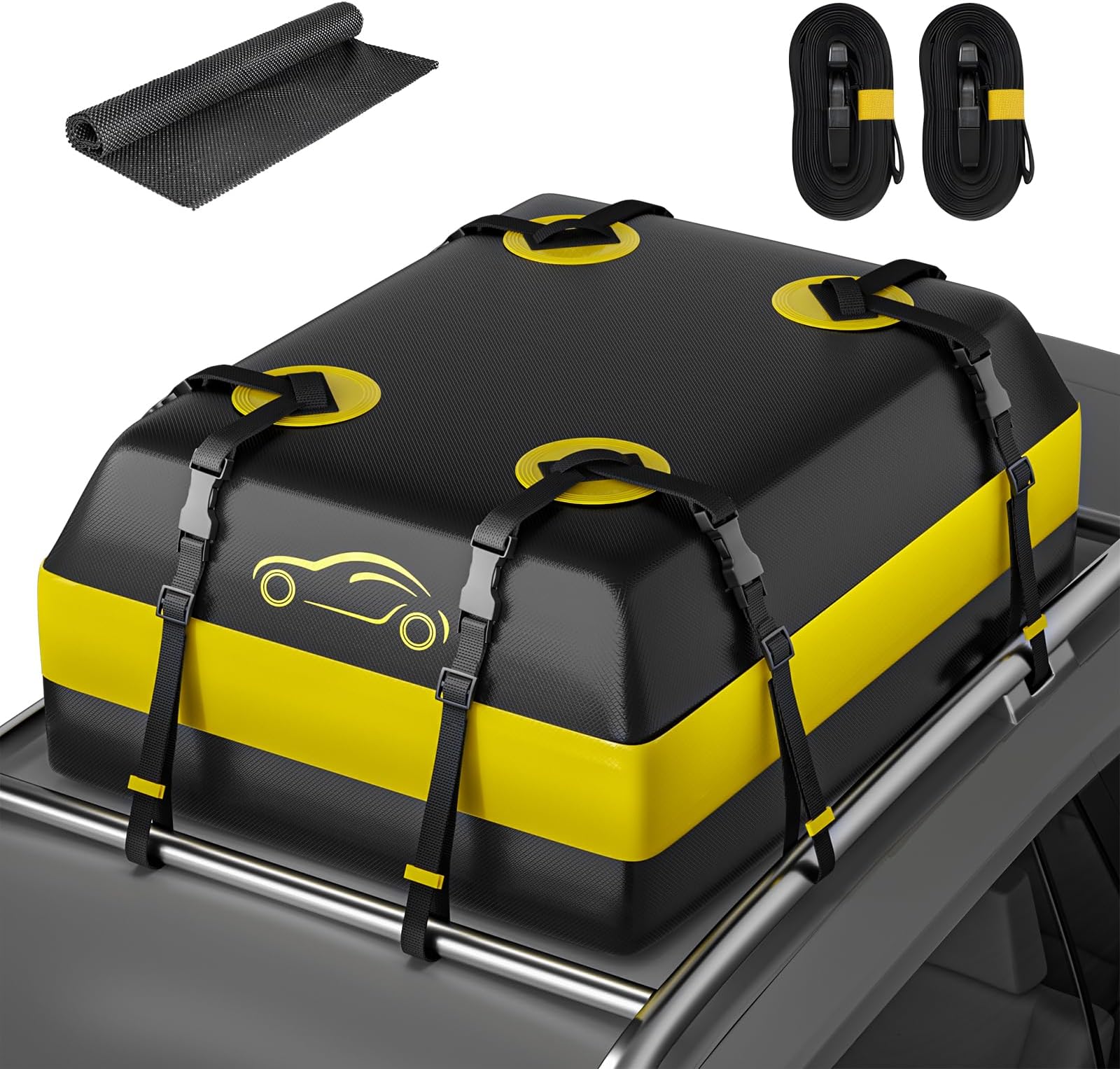 NABIYE Car Roof Bag Waterproof, 15 Cubic Feet Car Roof Box with Anti ...