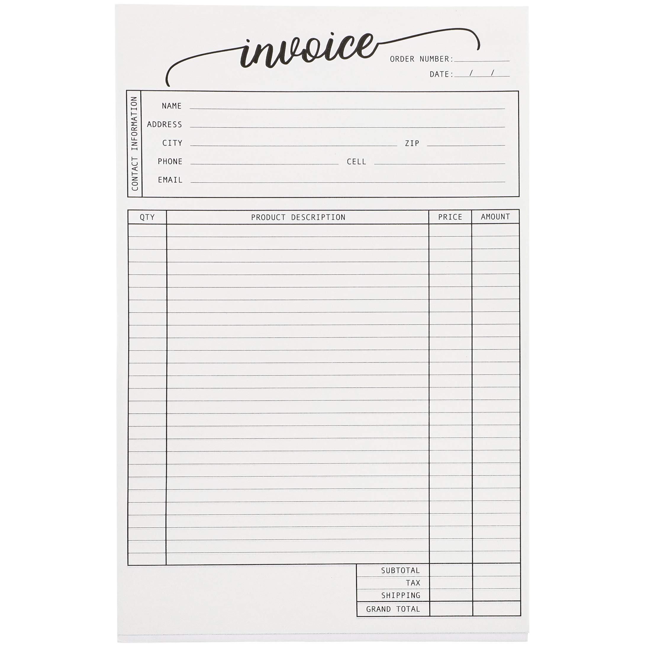 Buy 2 Pack Carbonless Work Order Forms with Copy, Invoice Book for ...