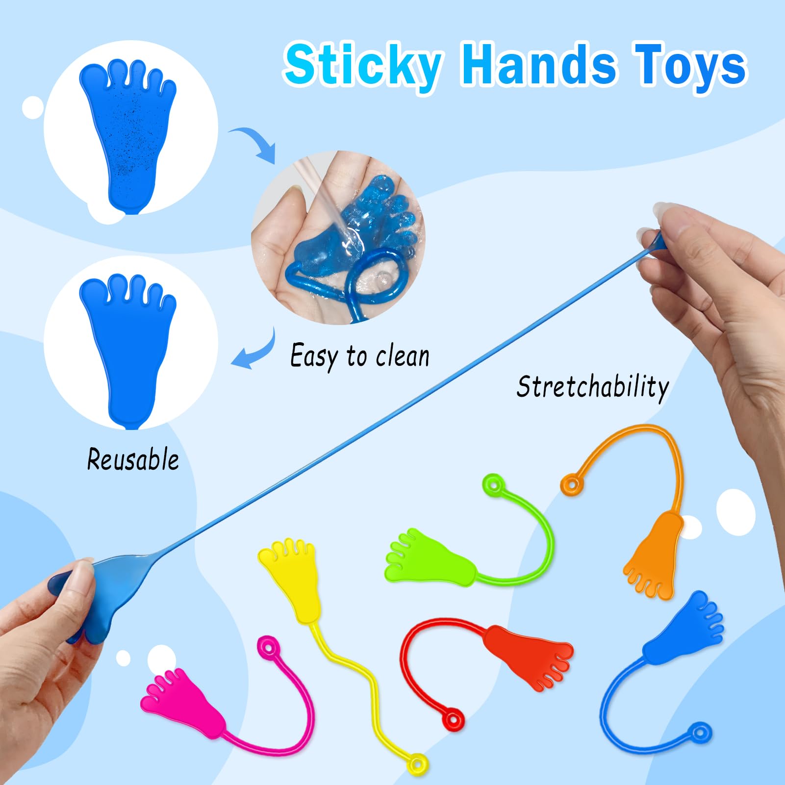 Snapklik.com : Sticky Hands Bulk 48PCS Kids Party Favors Foot Shape ...