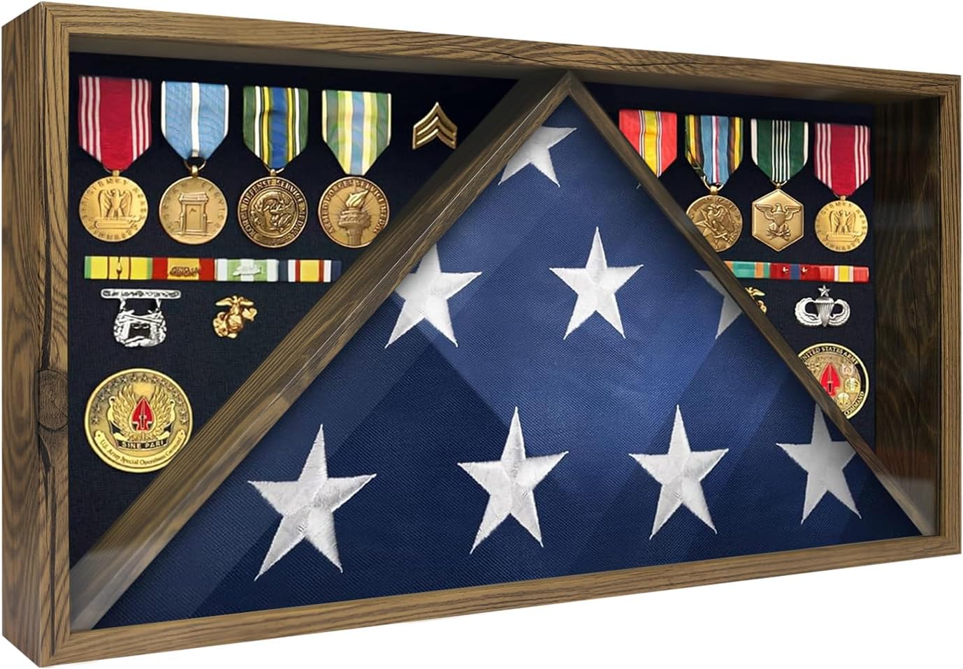 Amazon.com - Military Shadow Box，Large Solid Wood Flag Display Case for ...