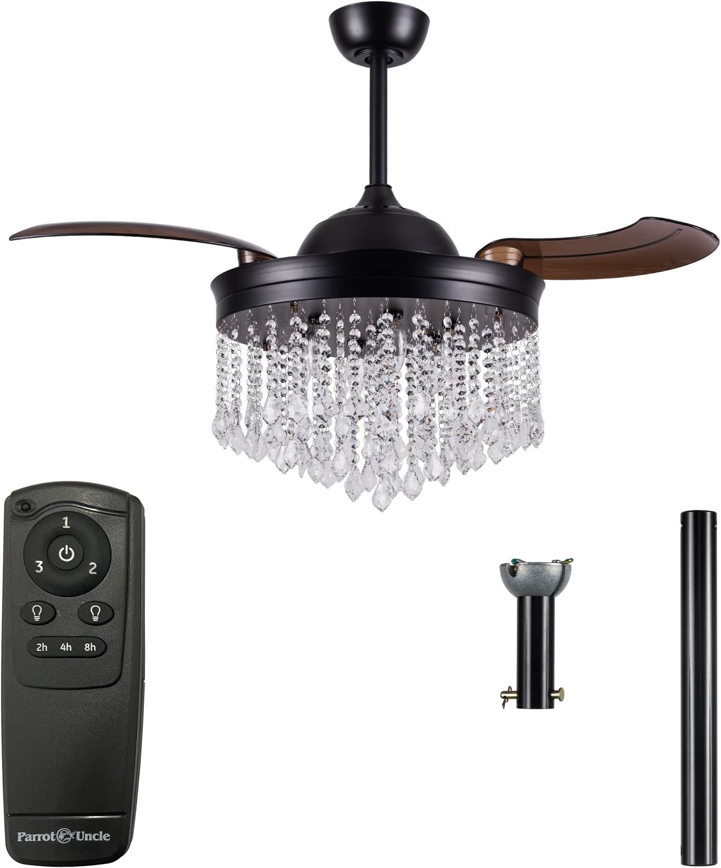 Amazon.com: Parrot Uncle Ceiling Fans with Lights and Remote Black ...