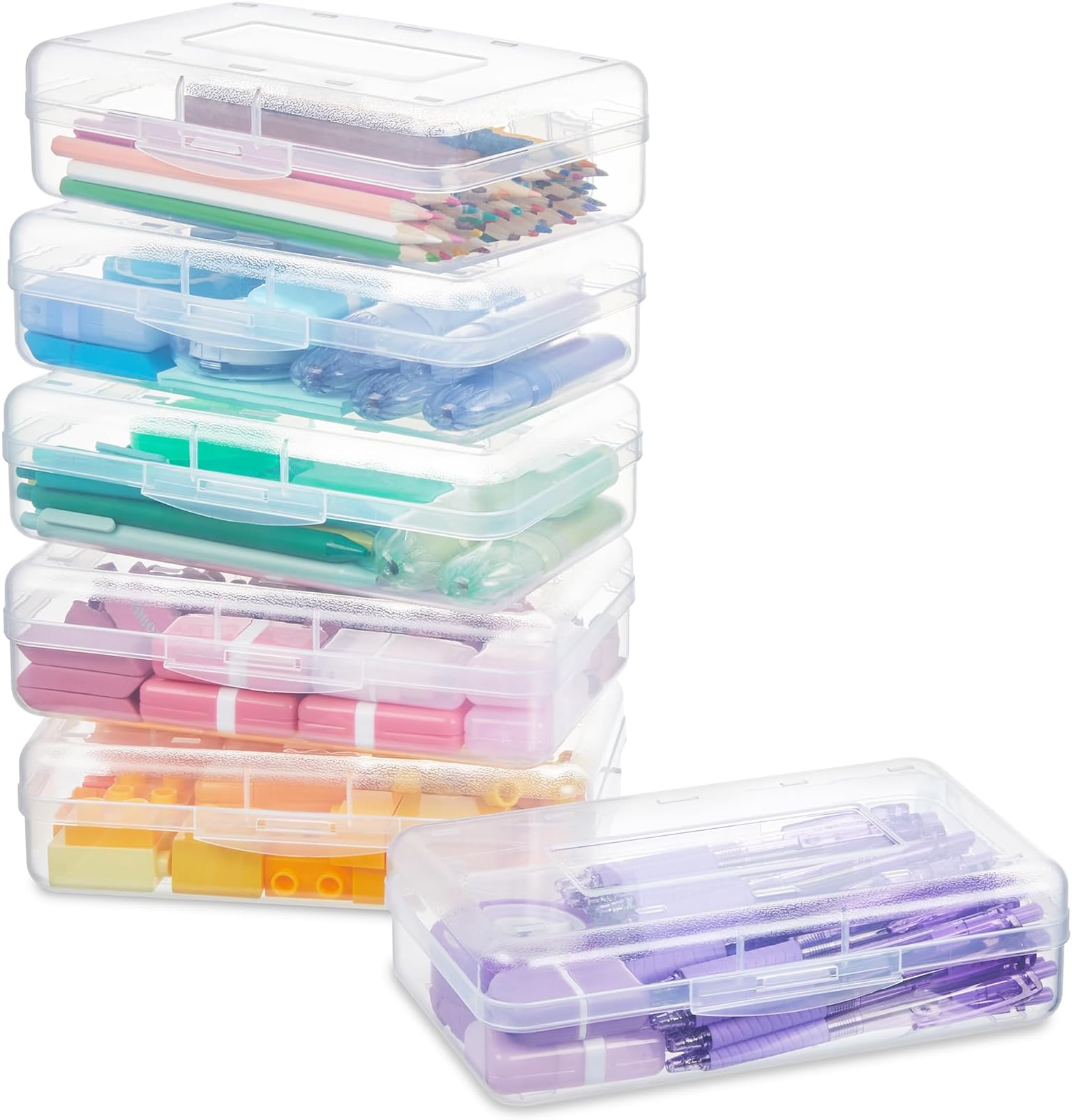 Amazon.com: 16 PCS Clear Pencil Boxes, Large-Capacity Transparent ...