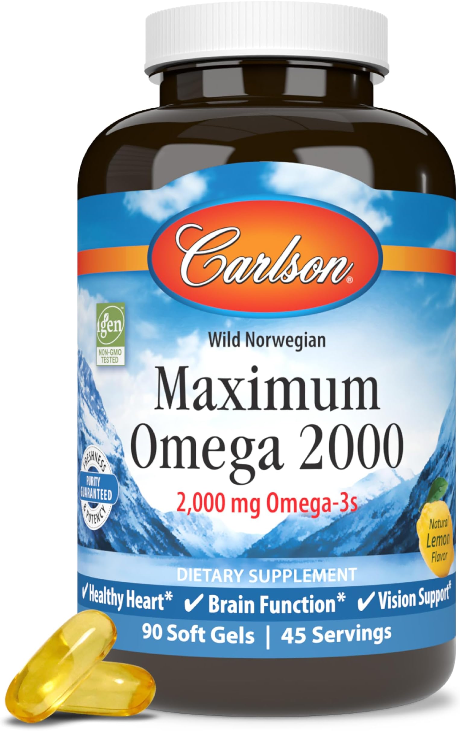 Amazon.com: Carlson - Maximum Omega 2000, 2000 mg Omega-3s, Healthy ...