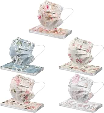 Amazon.com: BOFFO 50 Pack Spring flowers Face_Masks with 3 Layer Face ...