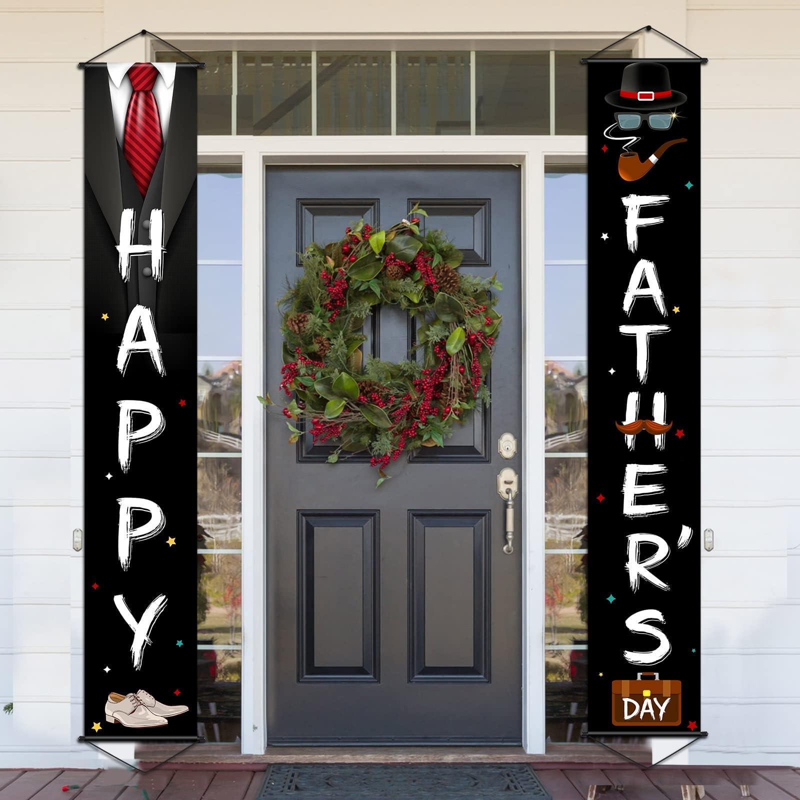 Amazon.com: Happy Father Day Decoration- Father Day Blue Large Door ...