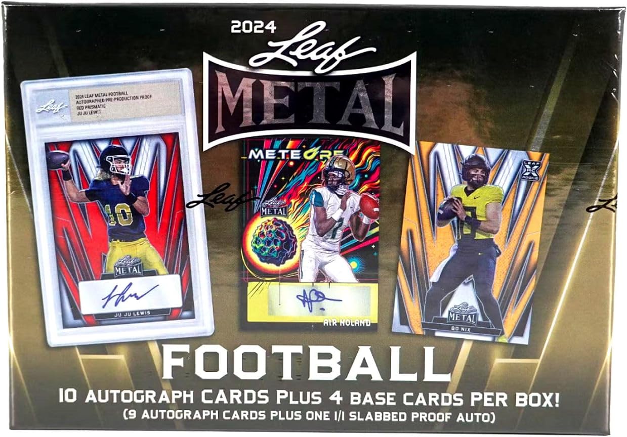 Amazon.com: 2024 Leaf Metal Football JUMBO box (14 cards incl. TEN ...