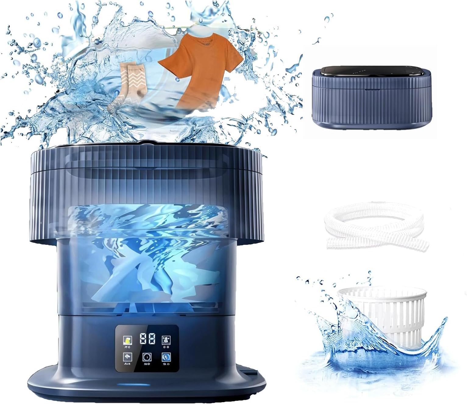 NALACAL Portable Foldable Washing Machine, 8L High Capacity Mini Washer ...