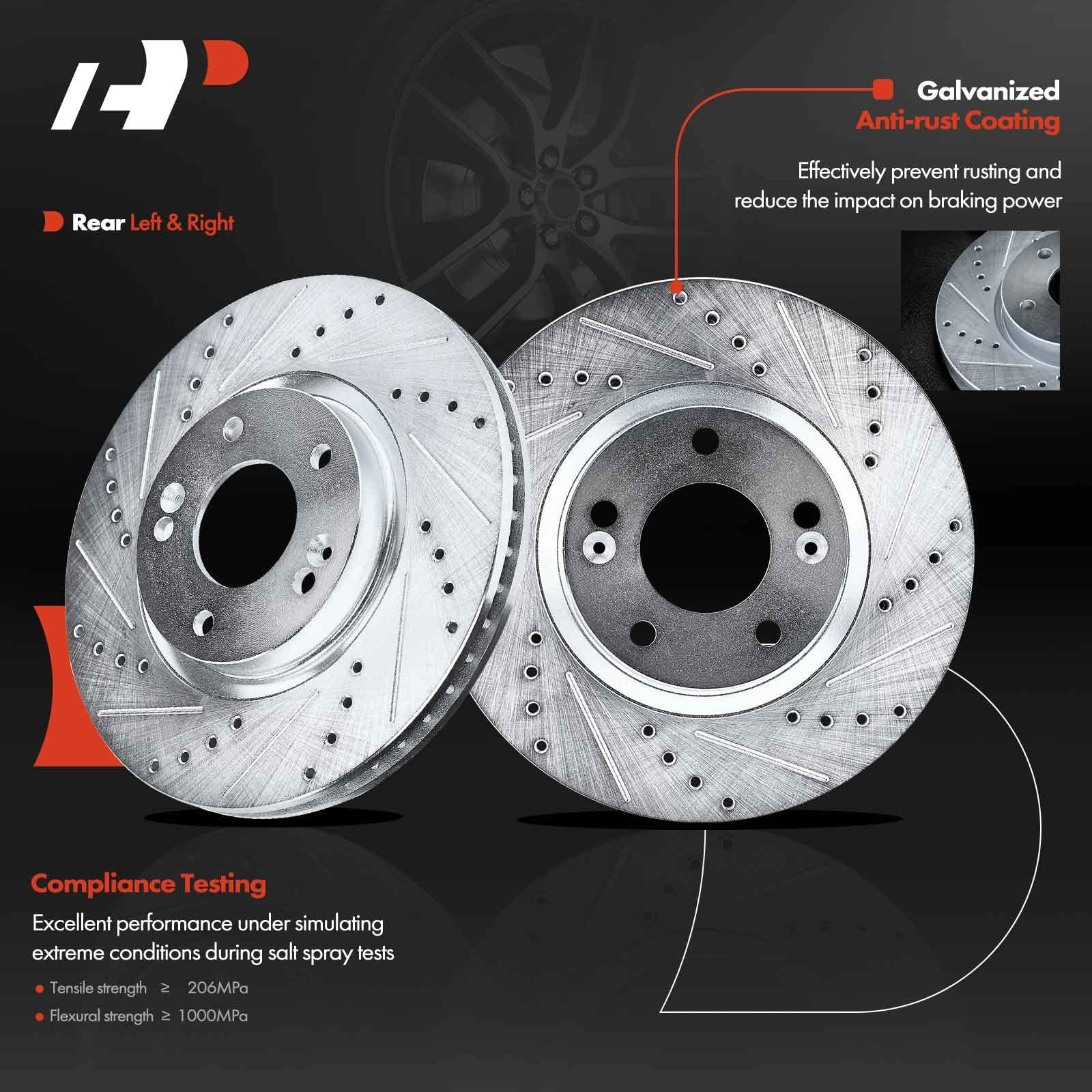 Kia Optima Front Rotors A-Premium Front Drilled & Slotted Brake Rotors ...