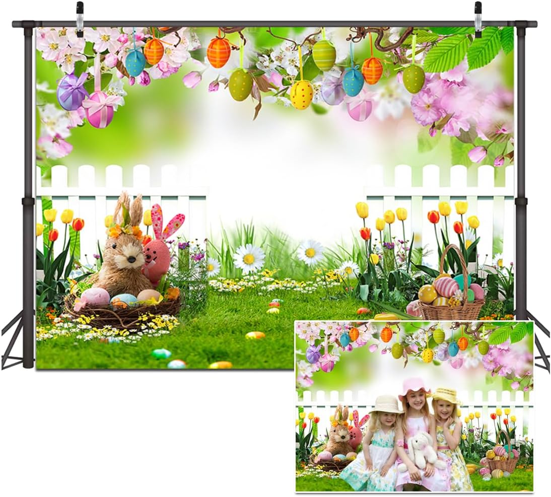 Amazon.com : Swepuck 10x8ft Fabric Easter Spring Garden Photography Backdrop Flower Fence Rose ...
