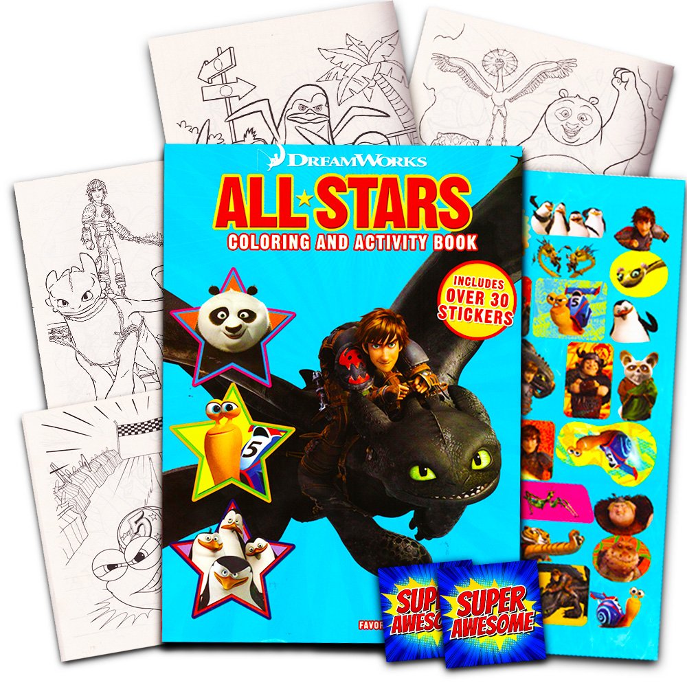 Dreamworks Giant Coloring Book With Stickers 96 Pages Featuring Kung ...