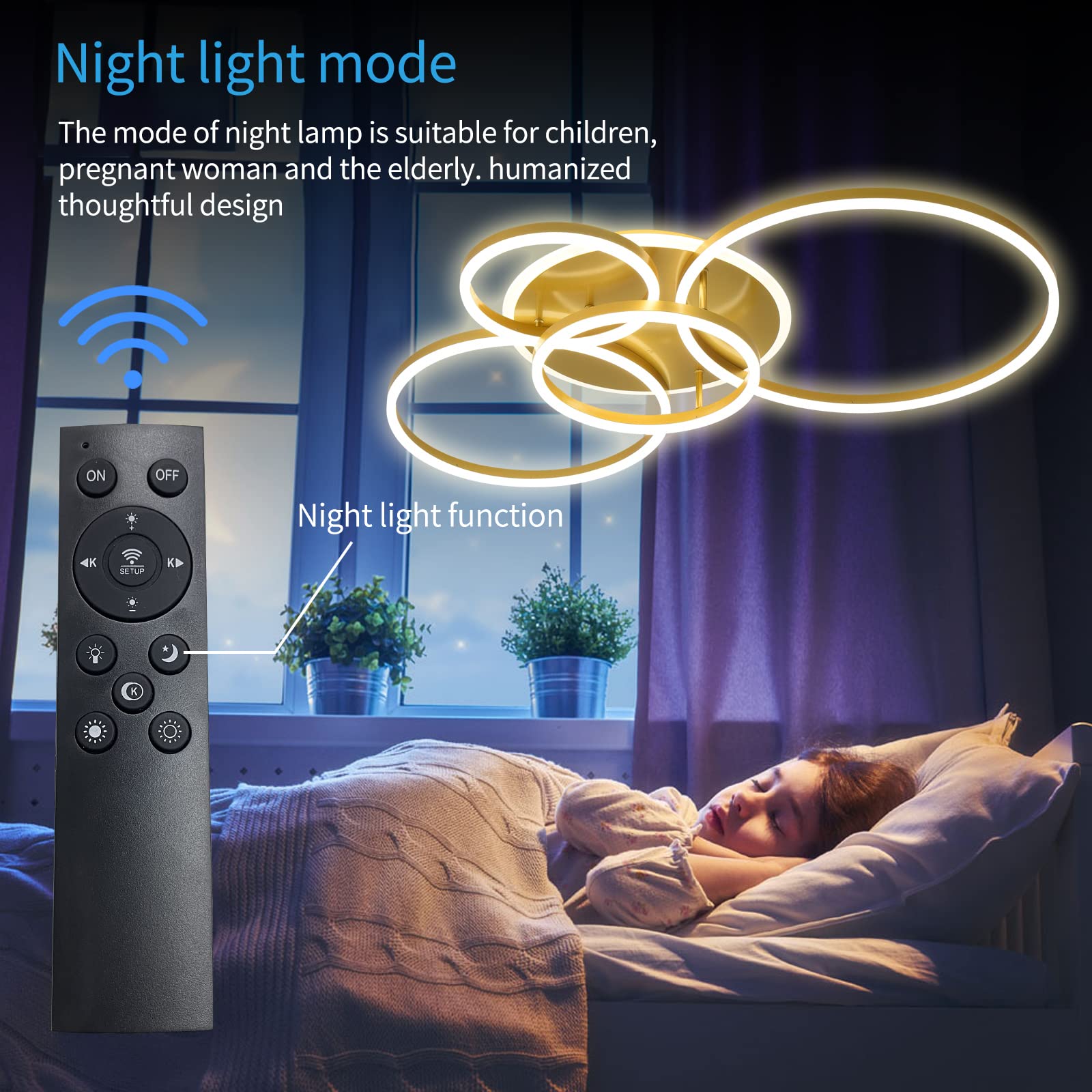 Modern LED Ceiling Light 90W Dimmable Ceiling Light Fixture with Remote ...