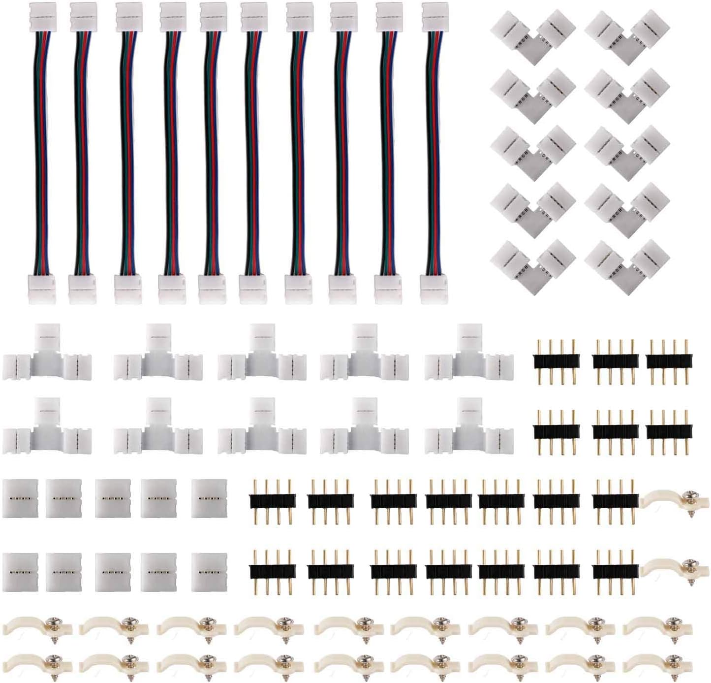 HYDDNice 5050 4Pin 10mm RGB LED Strip Connector Kit - 10 T Shape ...