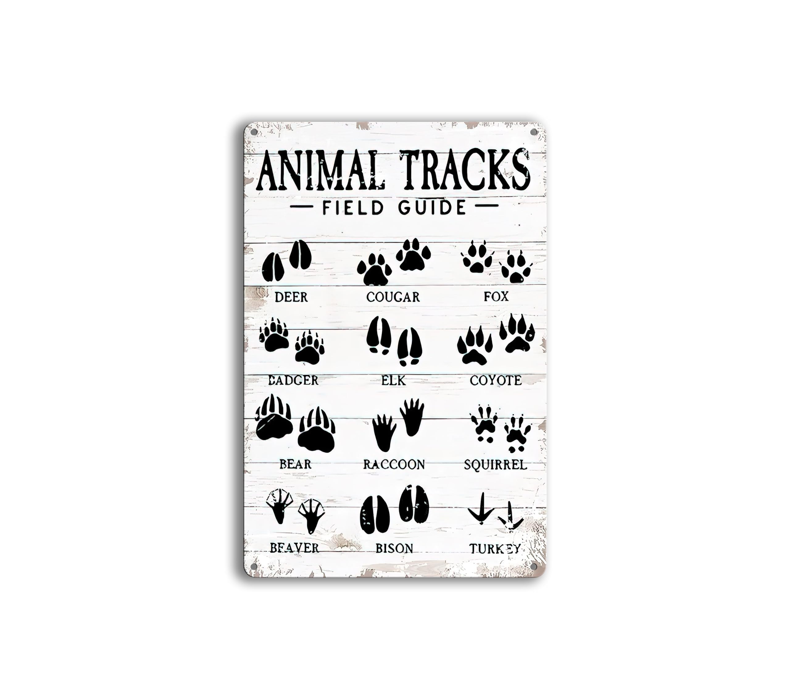 Amazon.com : Animal Tracks Field Guide Sign,Log Cabin Metal Tin Sign ...