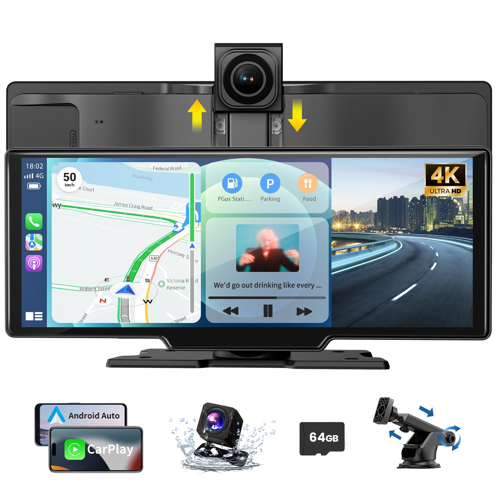 Alpinetech Wireless Carplay Display & Android Auto Display: 10,26 Zoll ...