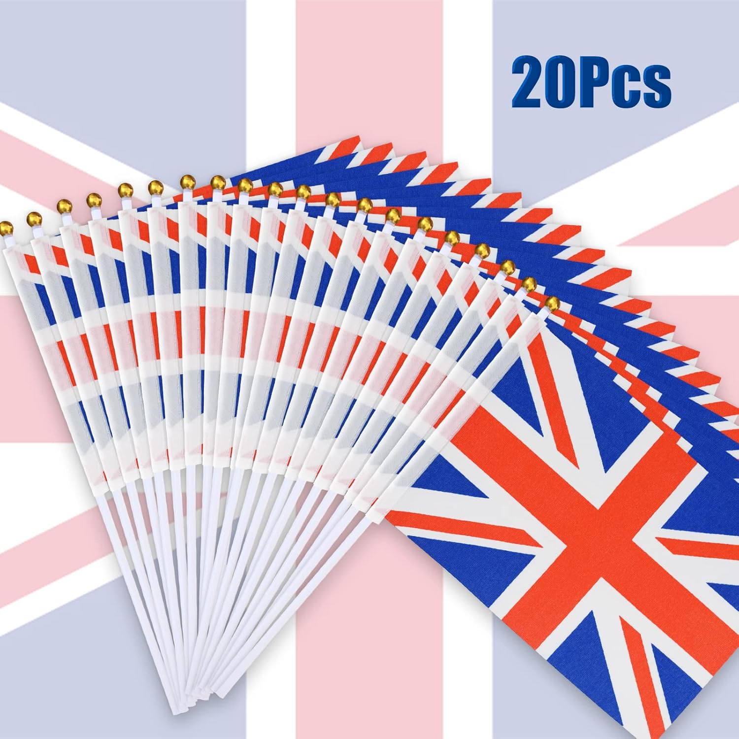 20 Pack Small British Union Jack Flags Sticks 21 x 14 cm – Mini Hand ...
