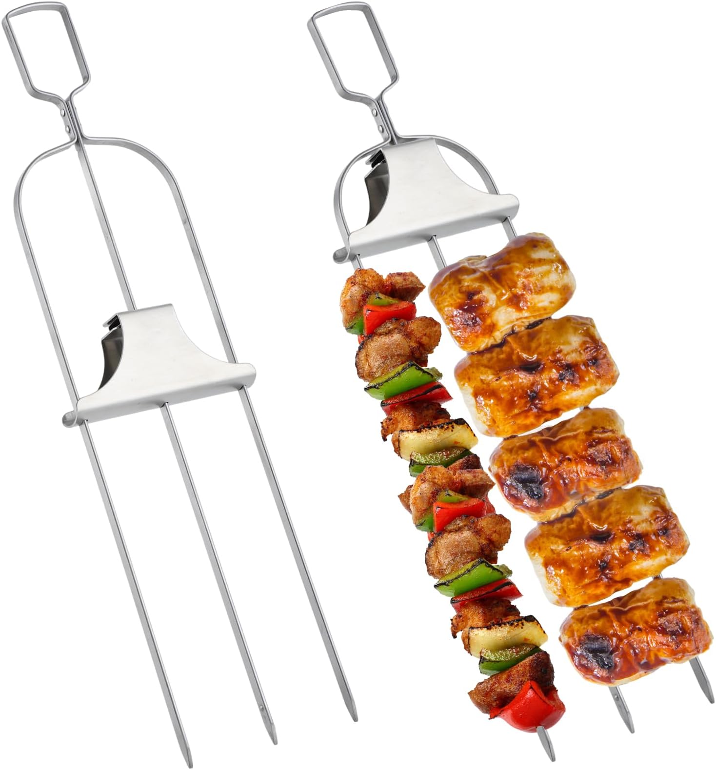 Amazon.com: 2PCS Grilling Savant 3 Way Skewers,14'' Metal Skewers for ...