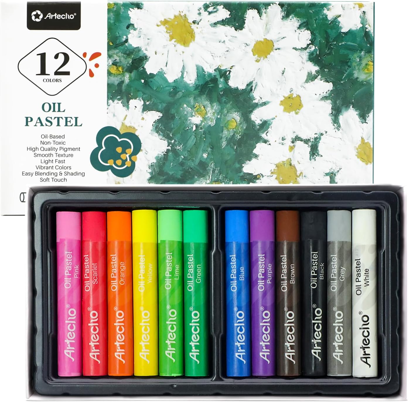 Artecho Oil Pastels Set of 72 Colors, Soft Oil Pastels for Art Painting ...