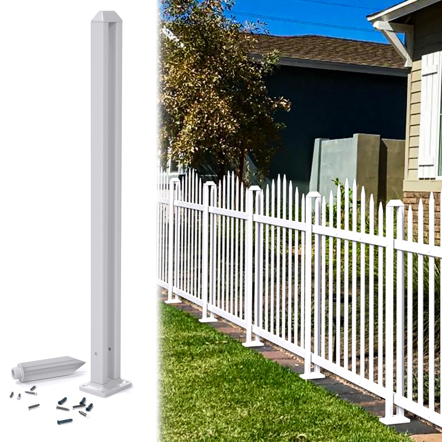 Amazon.com: E&K 32"H Vinyl White Picket Fence Post : Patio, Lawn & Garden