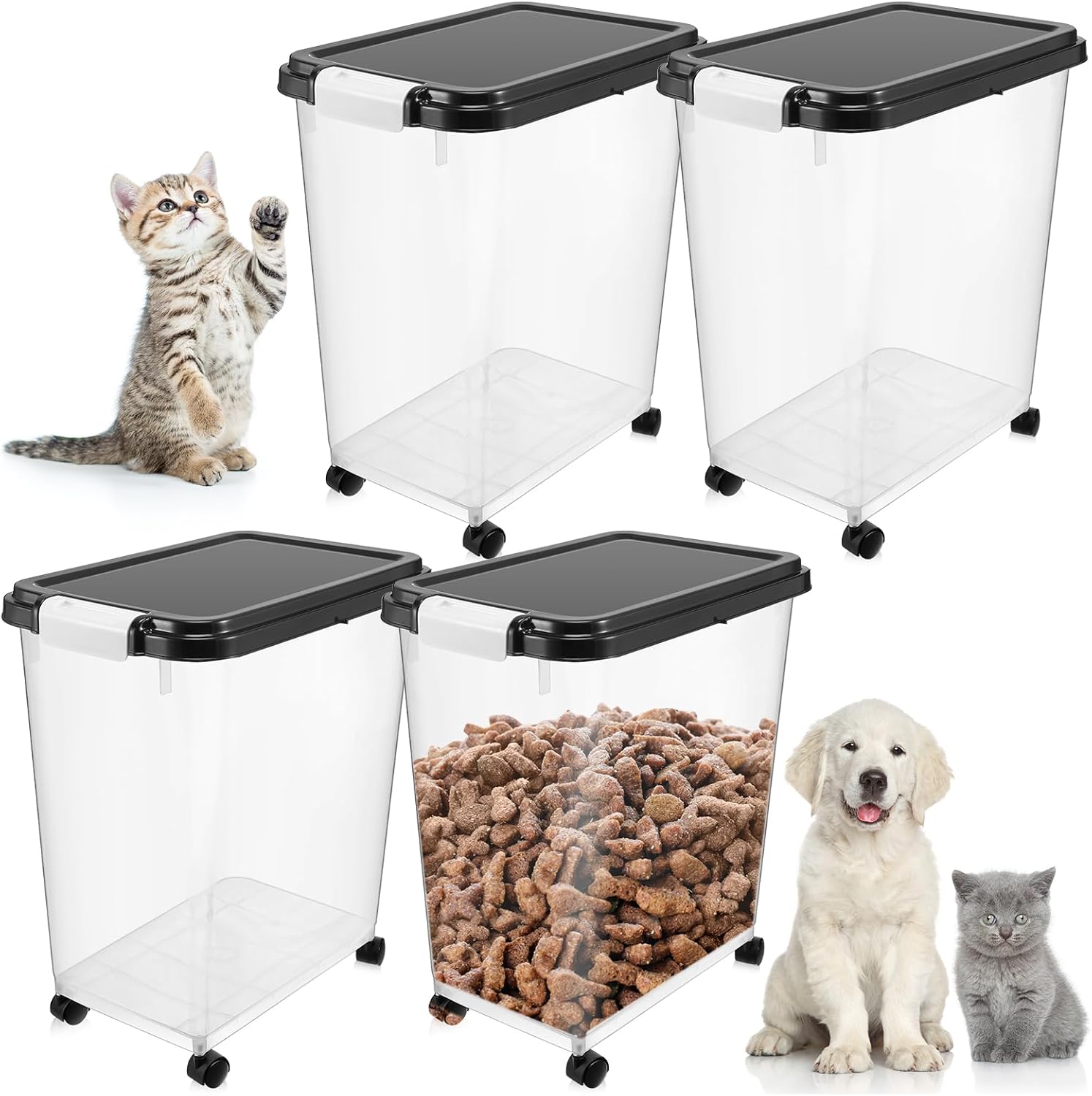 Amazon.com: Mifoci 4 Pcs 33qt/ 25lbs Airtight Pet Food Storage ...
