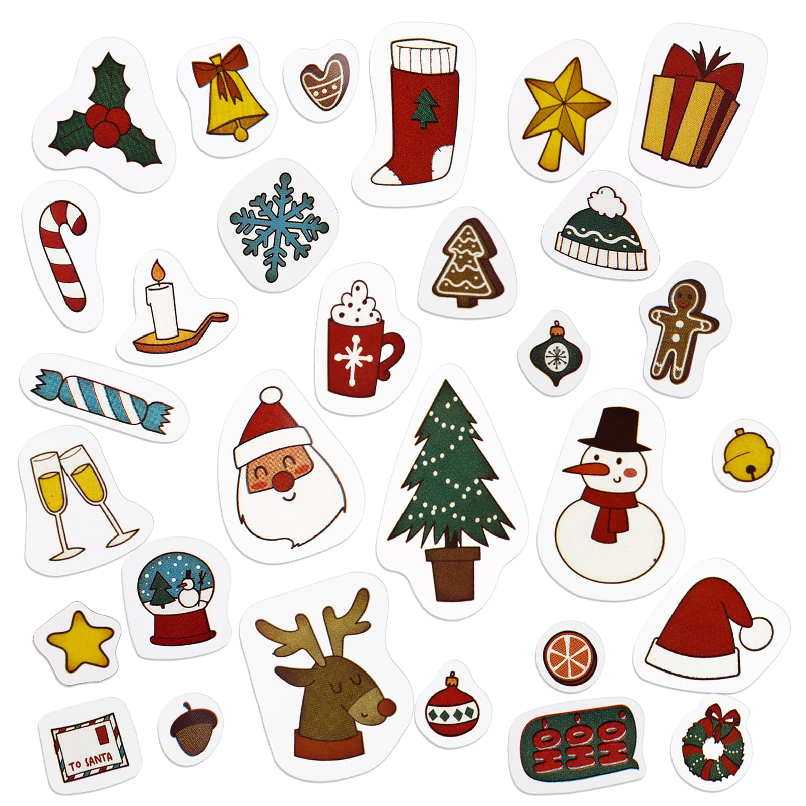 300 pcs Christmas Sticker Roll Self Adhesive Christmas Elements ...