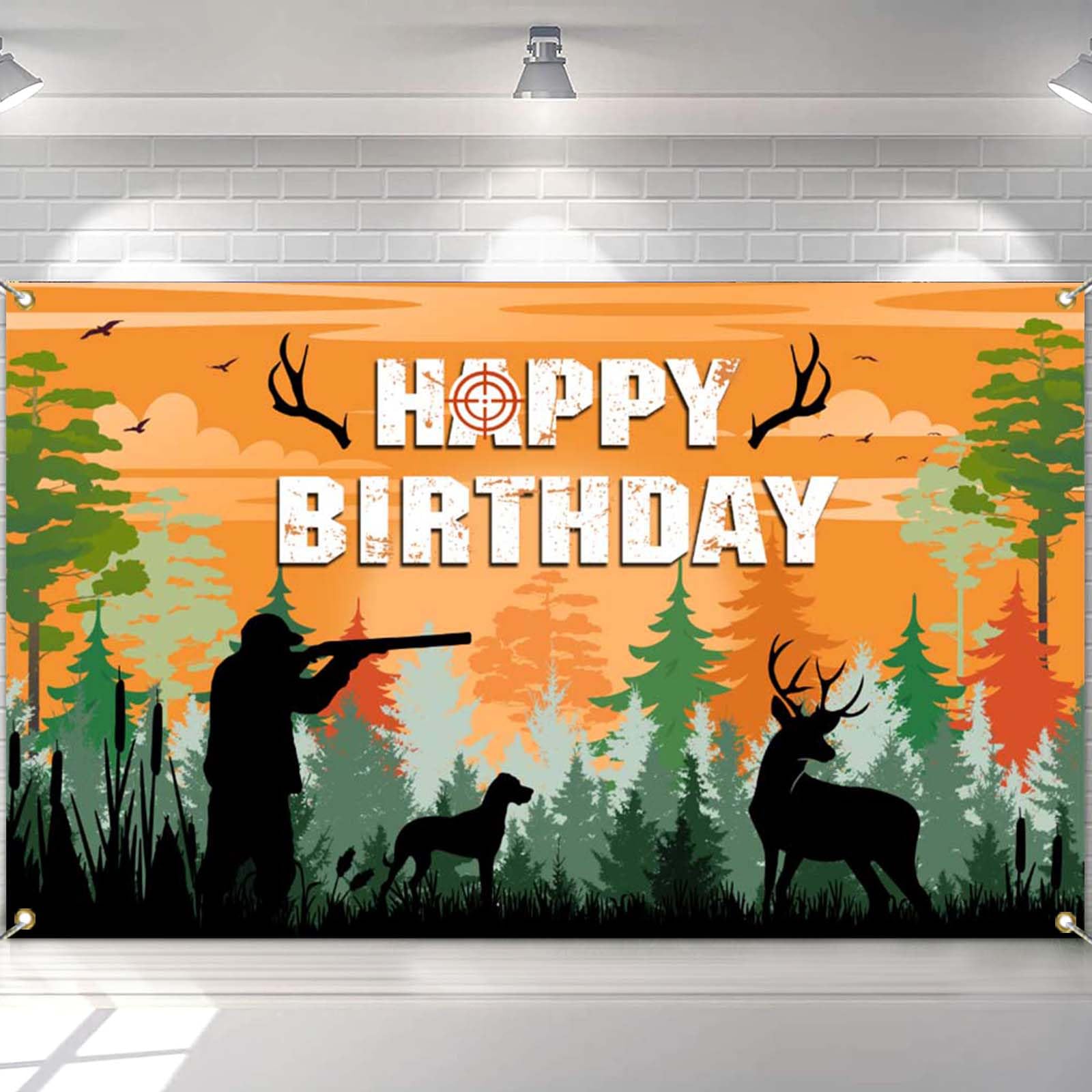 Amazon.com : Mocsicka Hunting Birthday Backdrop Hunting Camo Happy ...