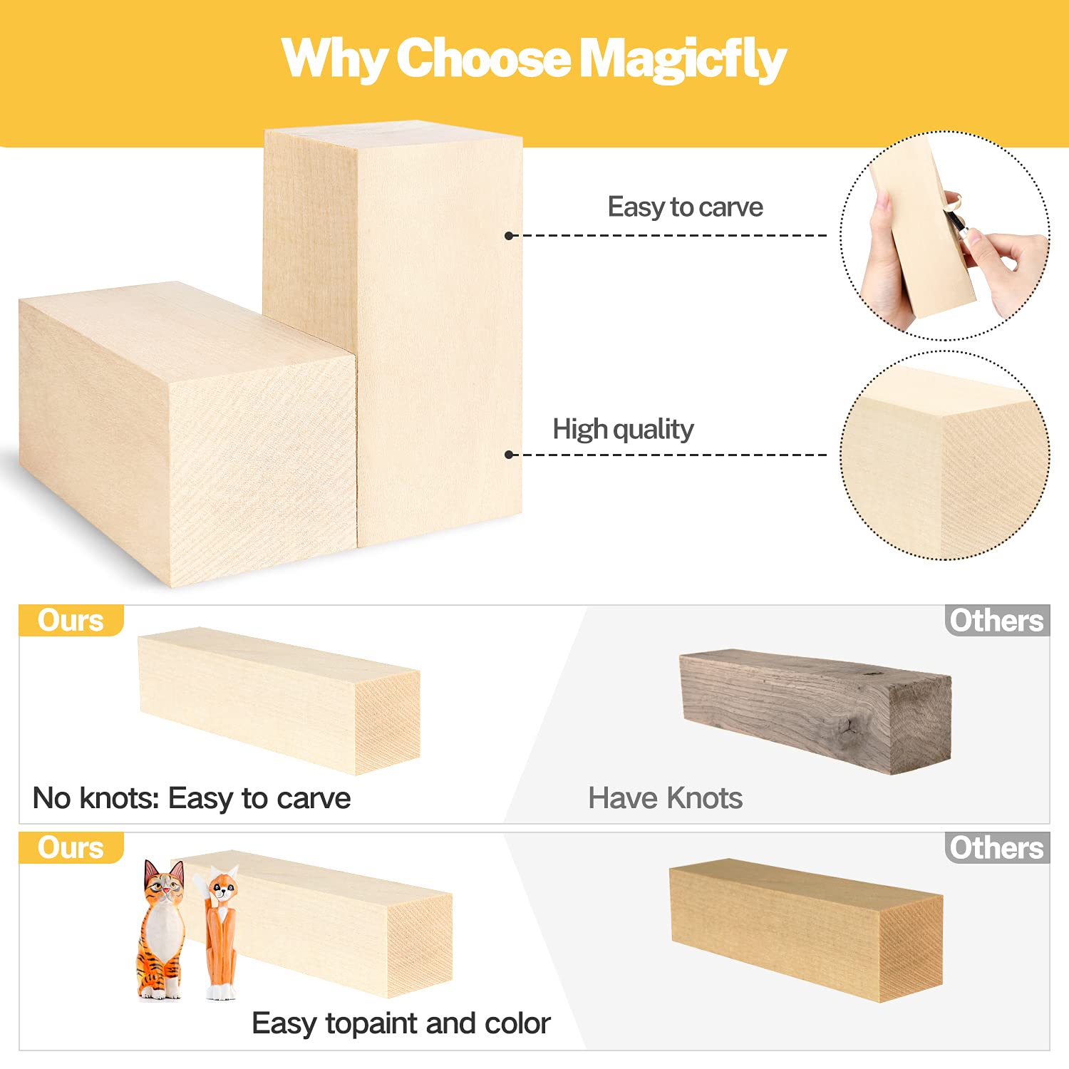 Buy Magicfly 12 PCS Carving Wood, Multi Size Whittling Blocks for Craft ...