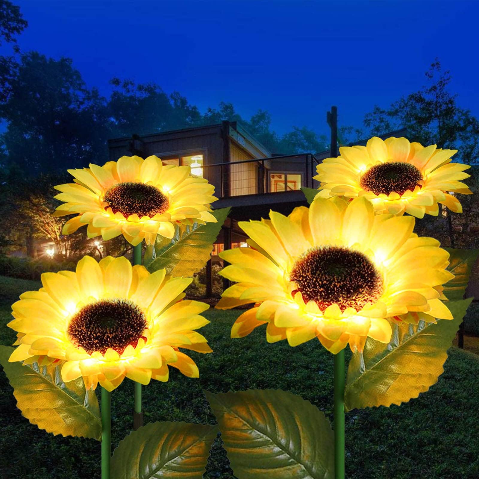 16 Pcs Sunflower Solar Outdoor Lights LED Solar Powered Garden Decor ...