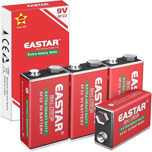 Amazon.com: EASTAR BTS 9V Batteries (4 Pack) - Carbon Zinc 9 Volt ...