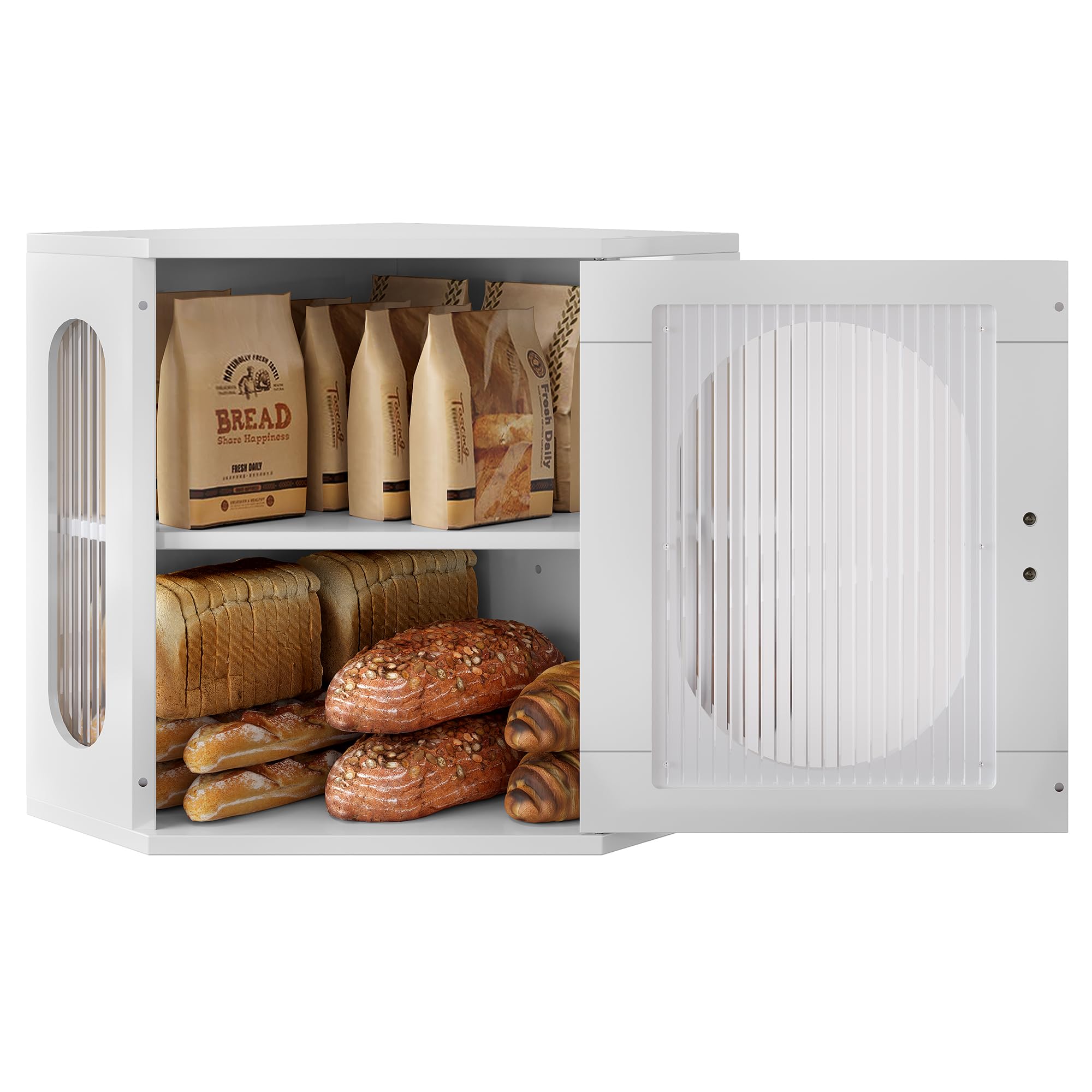 Amazon.com: Alpeir Bread Box for Kitchen Countertop Large Corner Bread ...