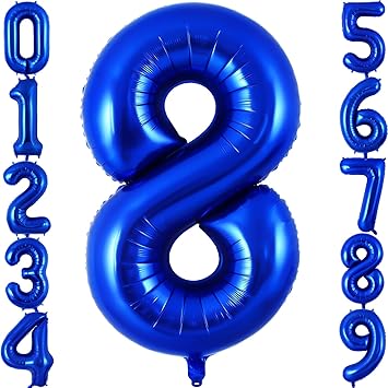 Amazon.com: Navy blue Number 8 Balloon 40 Inch, Big Large Foil Dark ...