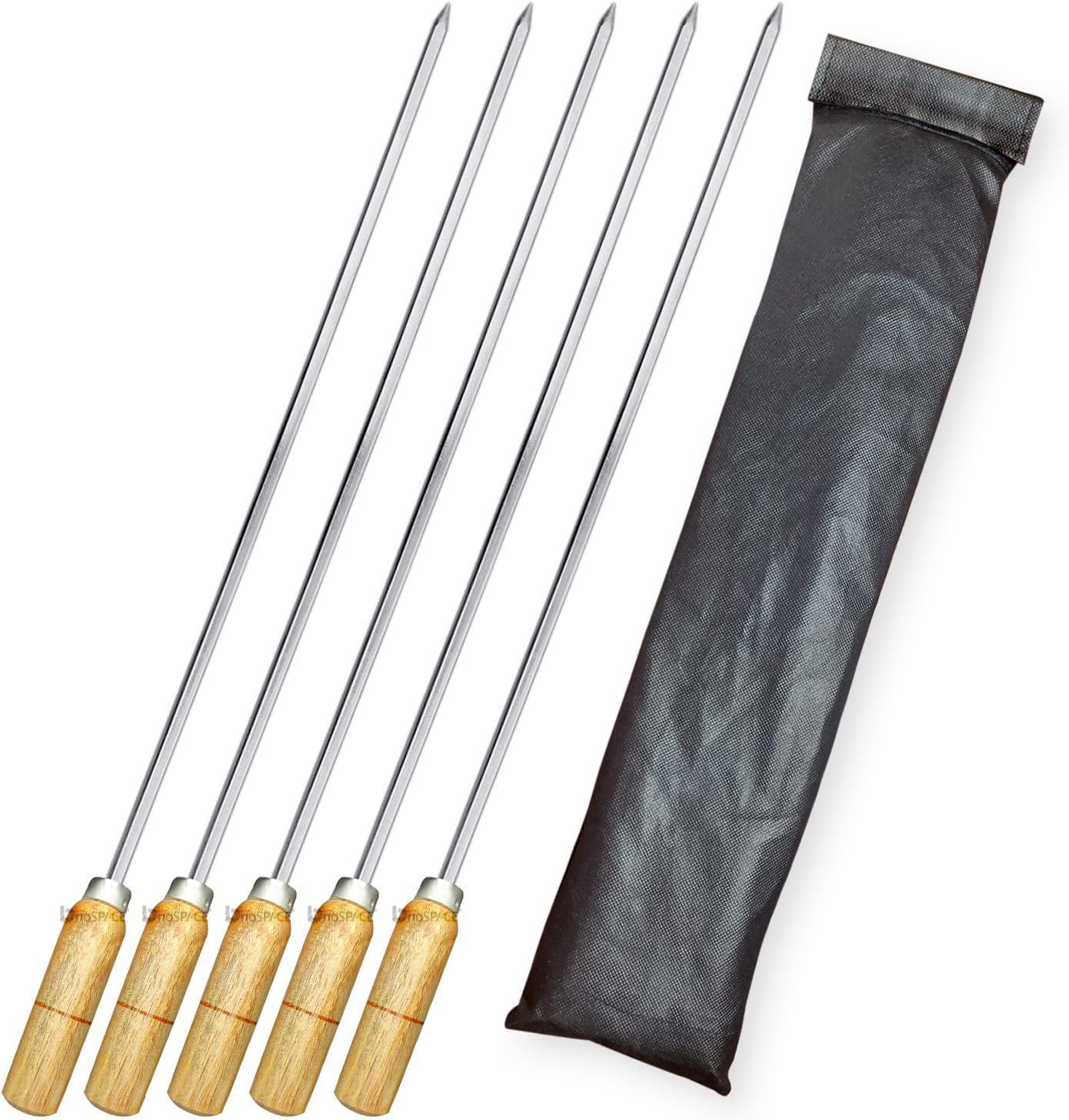 VJR 13 Inch Stainless Steel Skewer Square Rod with Wood Handle (Set of ...