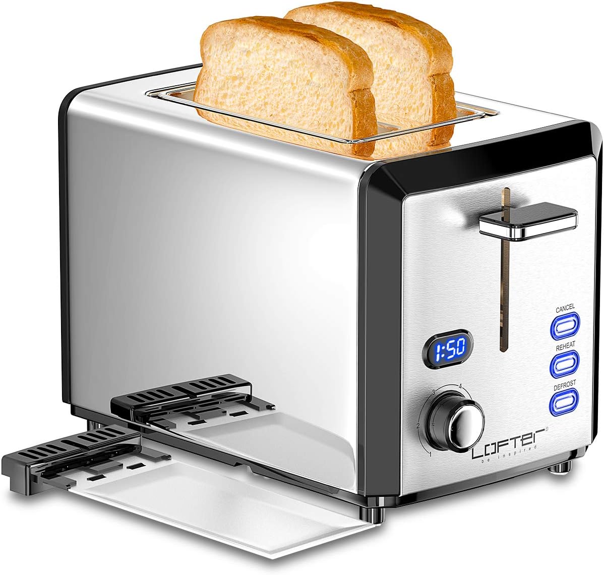 Amazon.com: 2 Slice Toaster, Stainless Steel Toaster, Extra Wide Slots ...