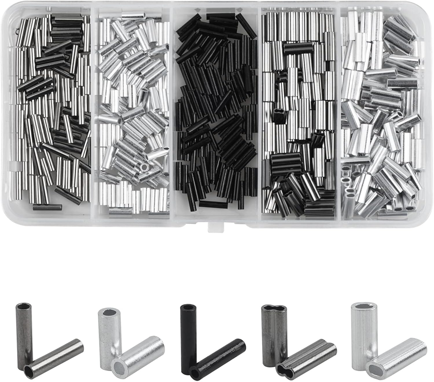 Amazon.com : JSHANMEI Fishing Wire Barrel Crimp Sleeves 500pcs Fishing ...