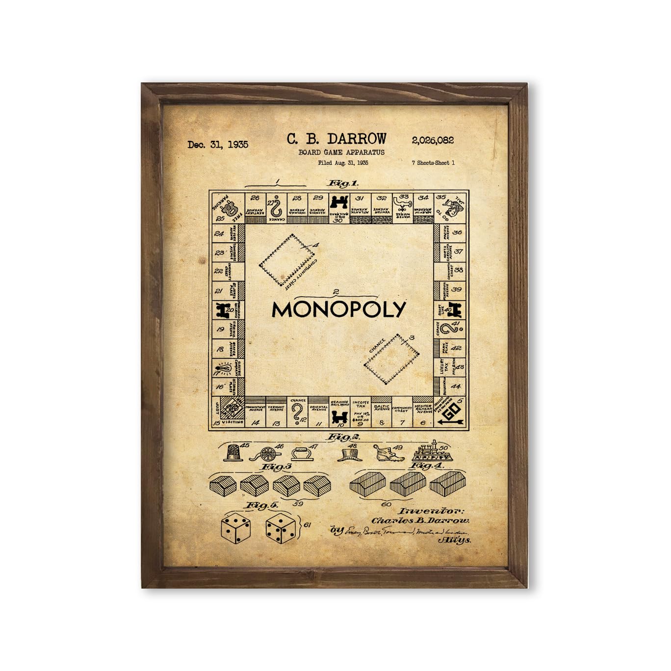 Monopoly Patent Poster Board Game Wall Art Monopoly Wall Decor Gift ...