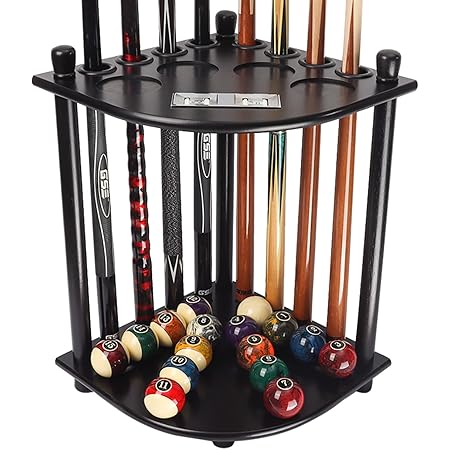 Amazon.com: GACCO Billiards Floor Pool Cue Rack Hold 8 Cue Sticks & Billiard Accessories. Corner ...