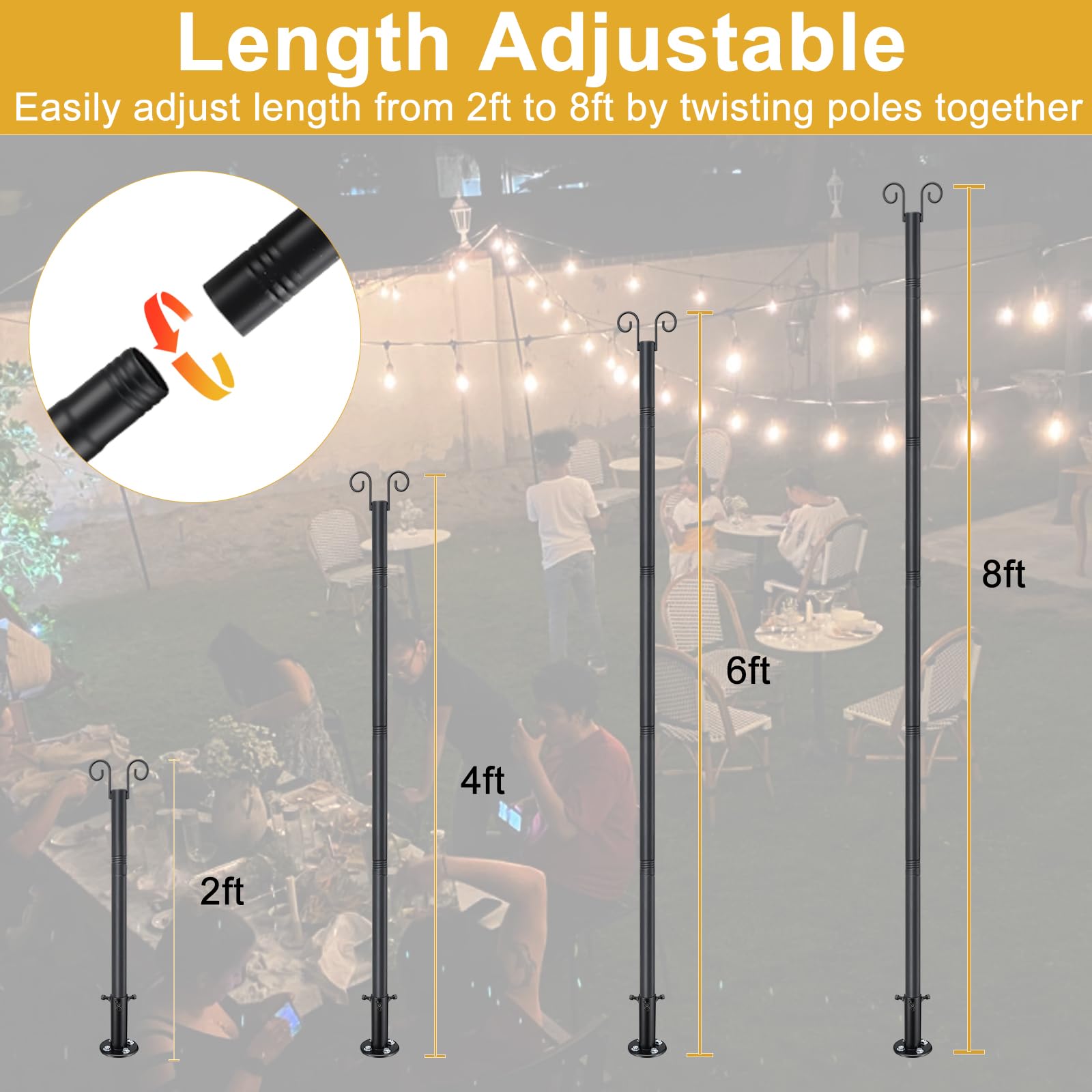 Light Posts For Outside Yescom 10 Ft String Light Pole Outdoor Metal ...