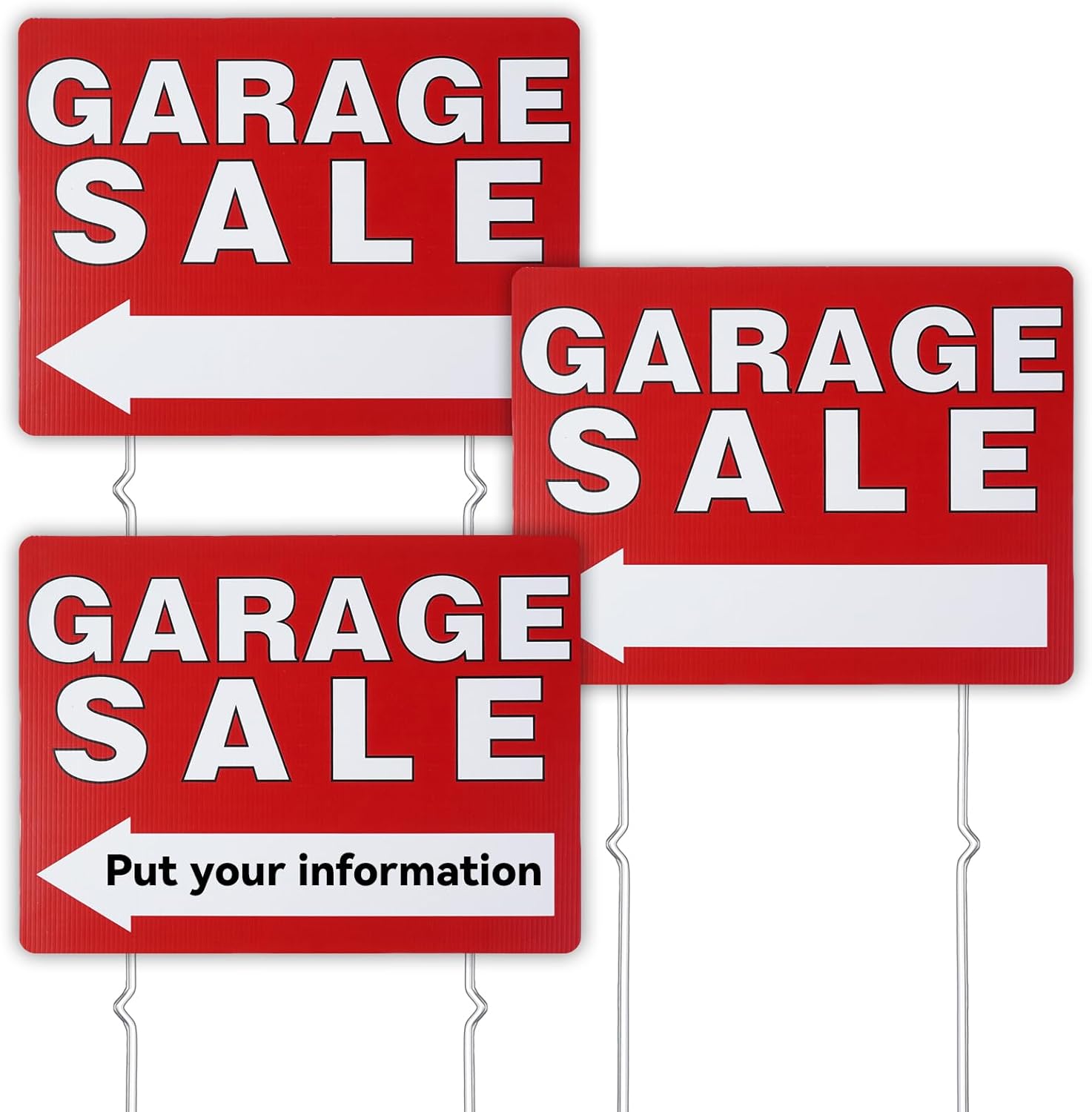 Amazon.com: 3 Pcs Garage Sale Sign Kit,Double Sided Red Yard Sale Signs ...