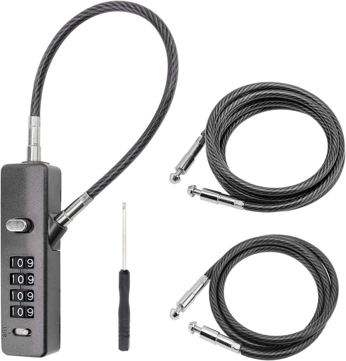 HOJLKLD Cable Locks with Combination, Steel Cable 4-Digit Combination ...