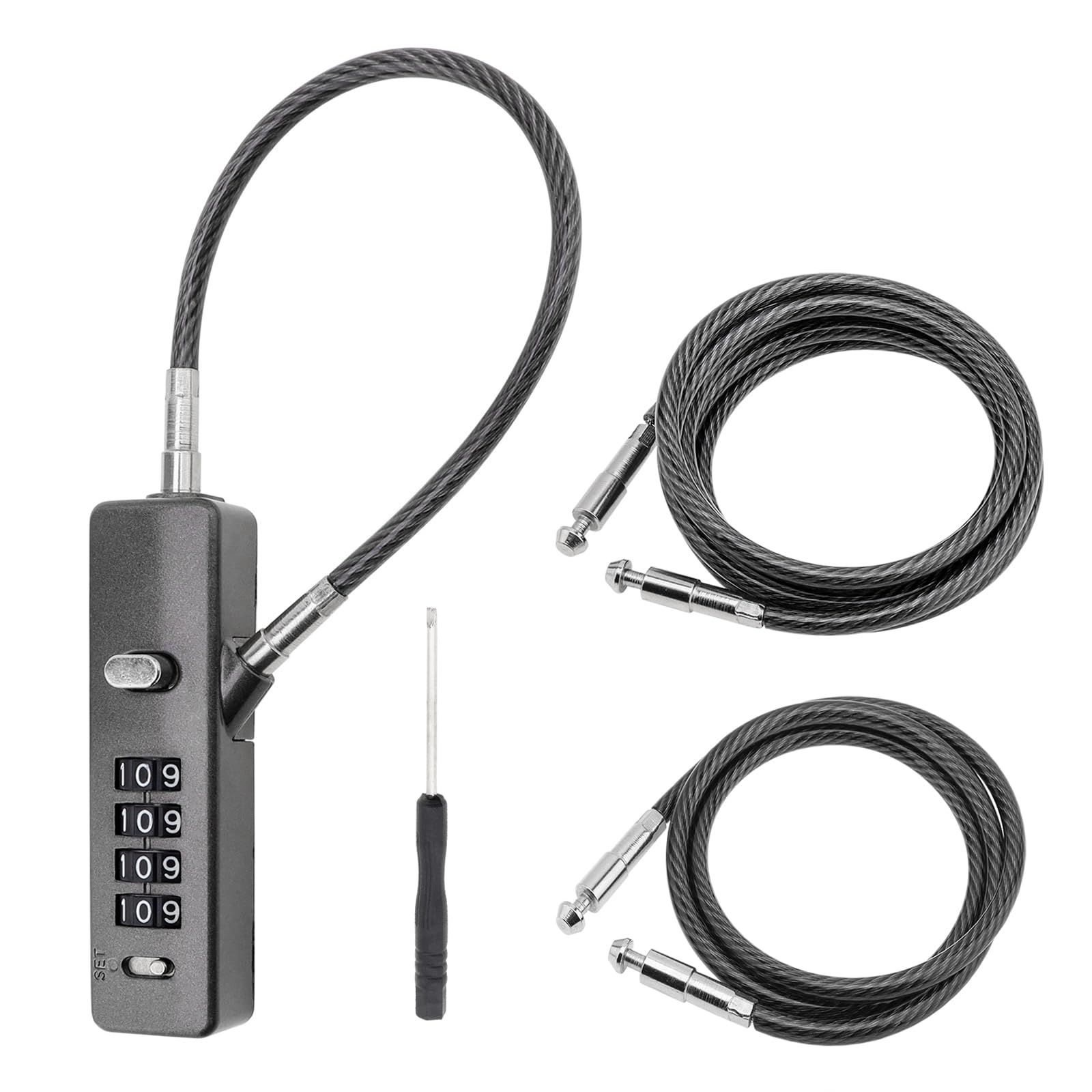 HOJLKLD Cable Locks with Combination, Steel Cable 4-Digit Combination ...