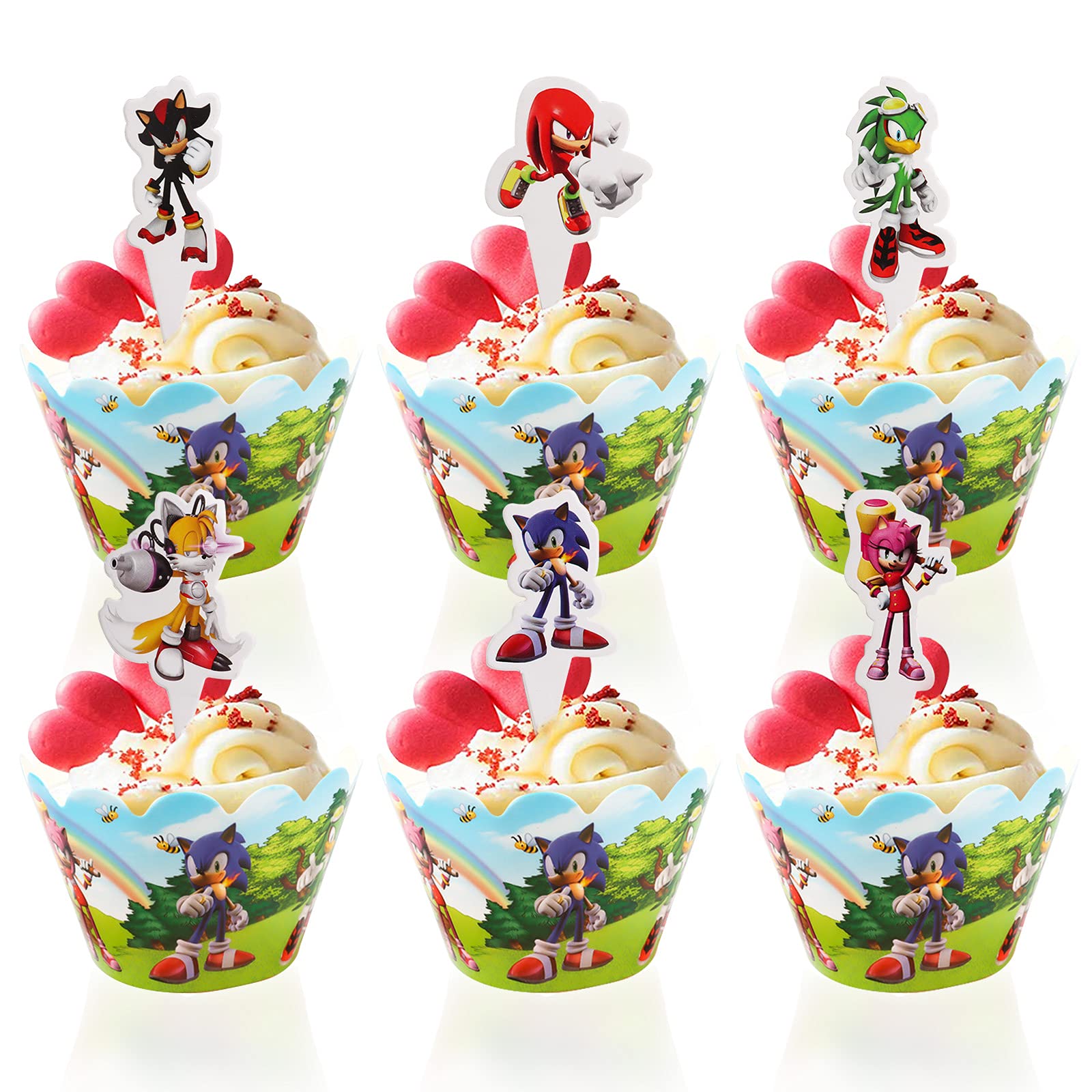 Buy Gxhong Sonic Cupcake Toppers Cake Topper Party Decorations for Kids ...